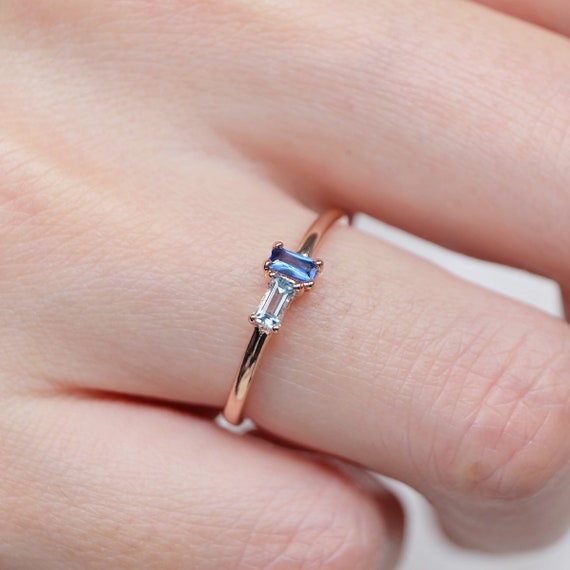 2 Baguette Ring Baguette Ring Geburtsstein Ring Baguette Ring Mutter Oma Familie Ring Geschenke personalisiertes Geschenk Schmuck Geburtstag Etsy