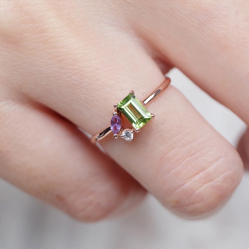 Amethyst and Peridot Ring - Etsy