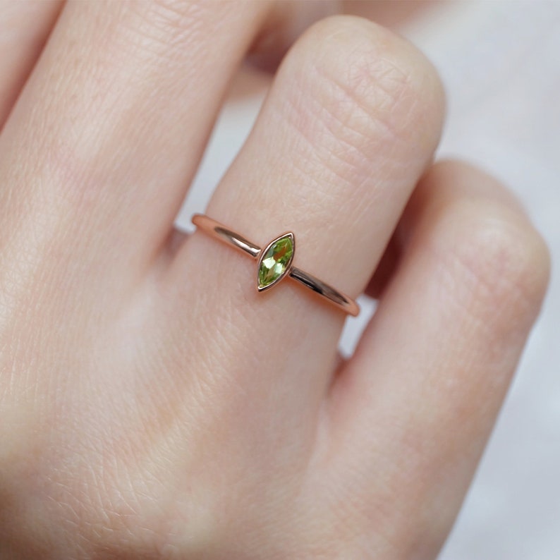 Peridot Ring 14k Birthstone Ring Birthstone Ring January - Etsy