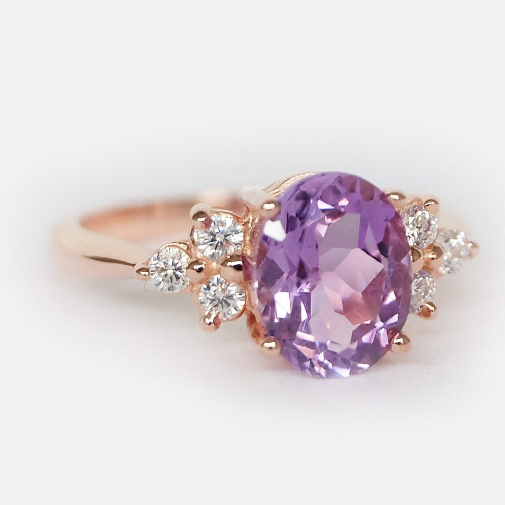 Amethyst Ring Purple Amethyst Ring Oval Cut Engagement Ring | Etsy
