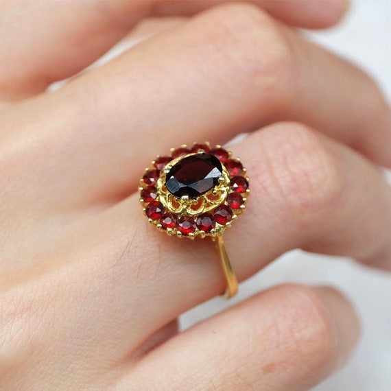 Garnet Rings for Women Garnet Birthstone Rings Red Garnet Ring Large Garnet Ring Garnet Wedding Ring Gold Garnet Ring Garnet Ring Etsy