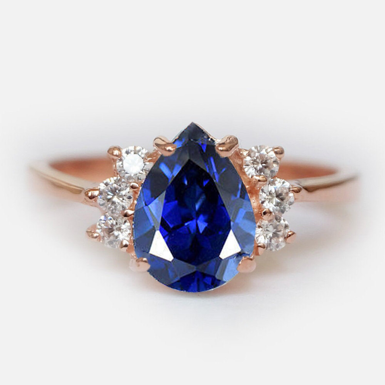 Sapphire Ring 14k Gold Pear Shape Natural Sapphire Pear - Etsy