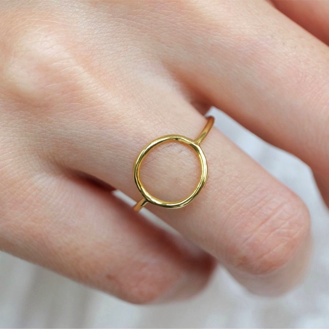 14k Open Circle Ring Open Circle Ring Gold Circle Ring - Etsy