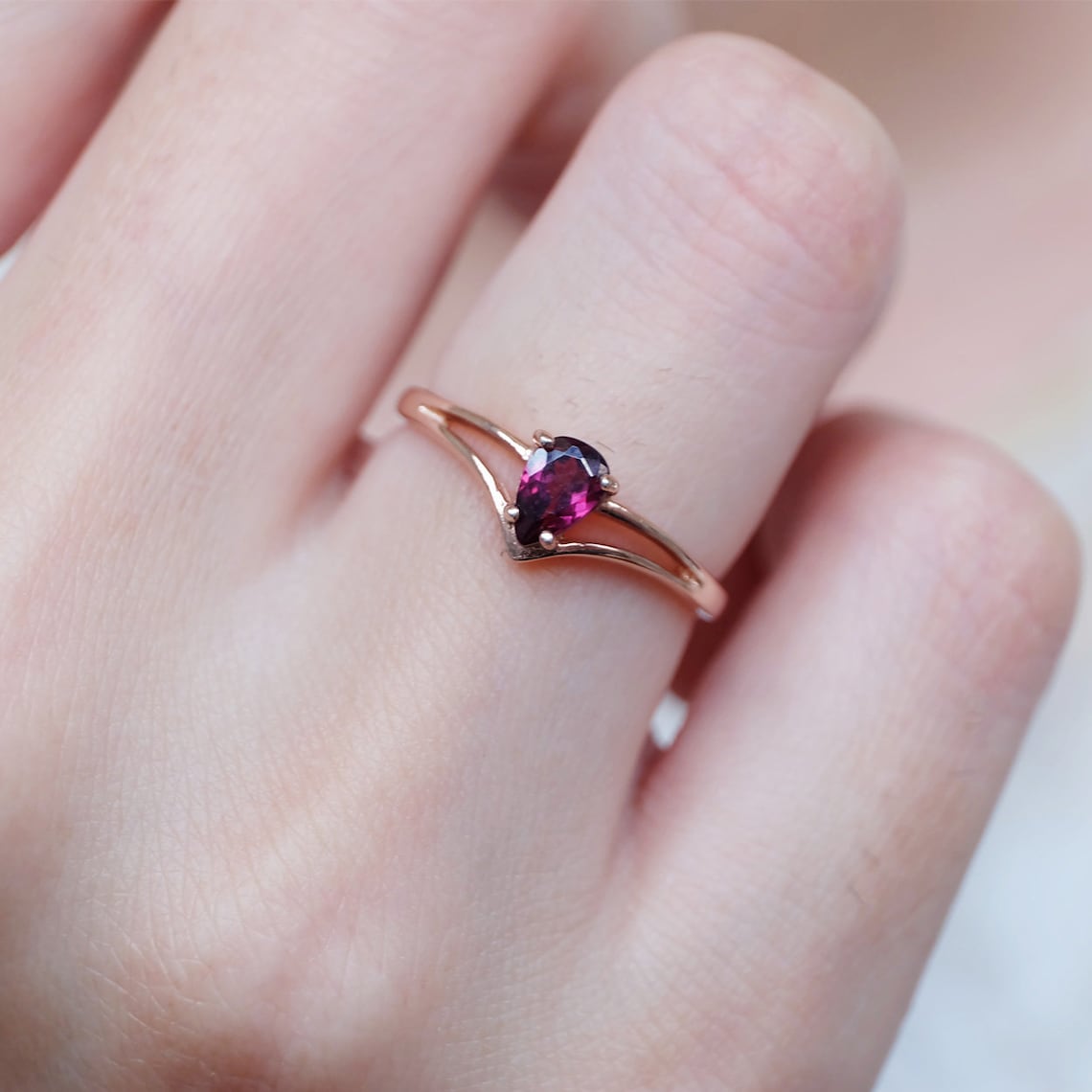 Solid 14k gold rhodolite garnet ring rhodolite ring natural | Etsy