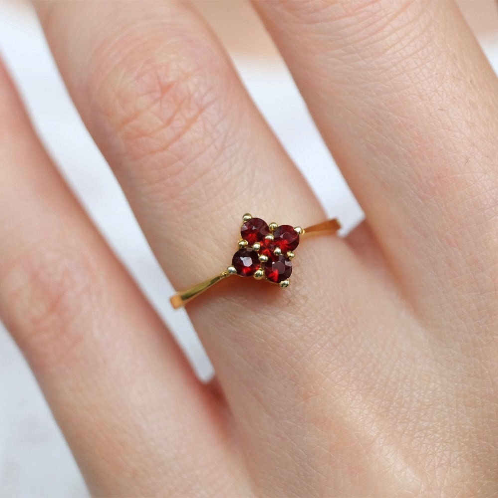 Garnet Rings for Women 14k Garnet Ring Garnet Birthstone - Etsy