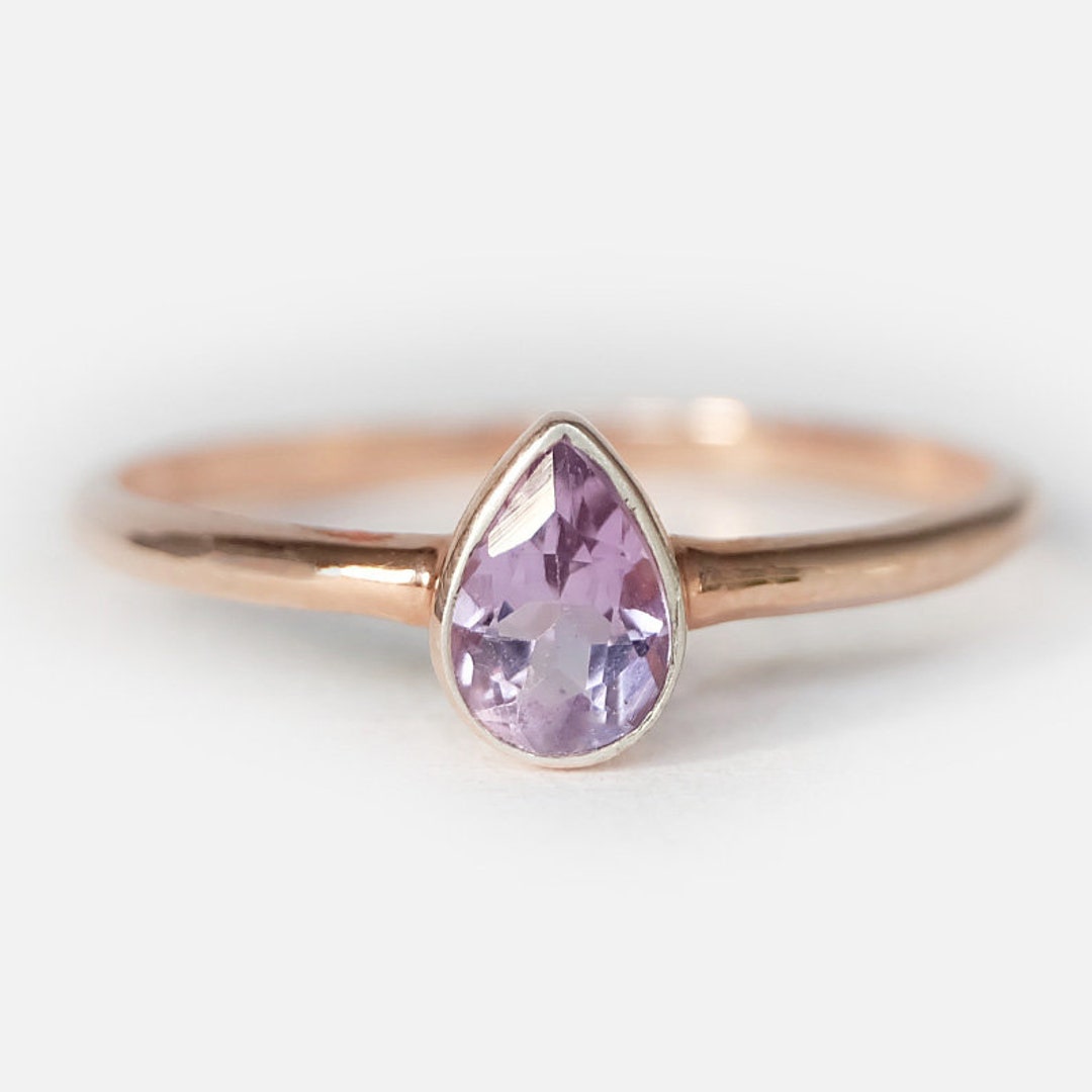 Pear Shape Amethyst Ring, Engagement Ring, Promise Ring, Gold Amethyst ...