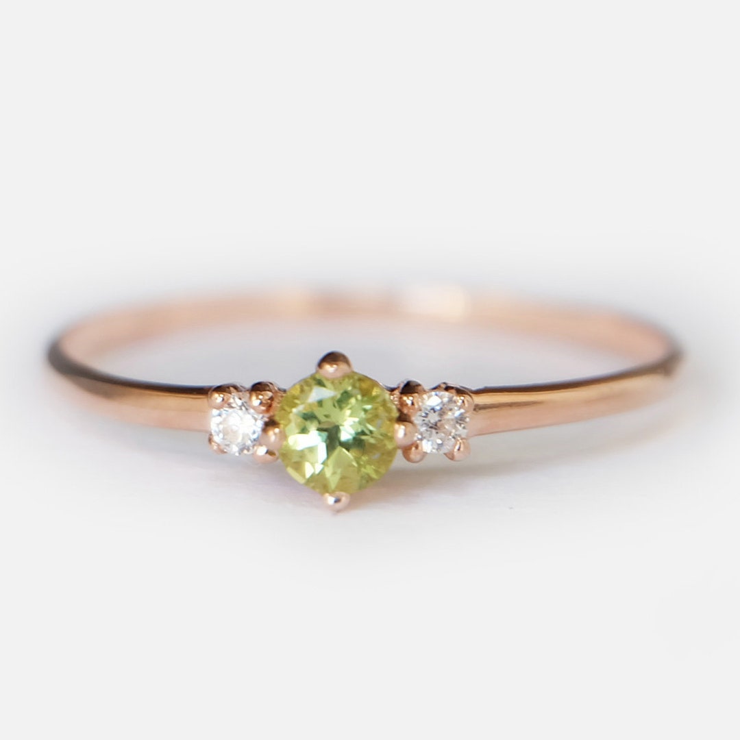 Peridot Engagement Ring, August Birthstone Ring, Peridot Engagement ...