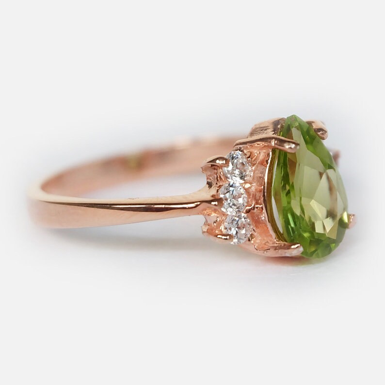 Peridot Ring August Birthstone Peridot Diamond Ring Peridot - Etsy