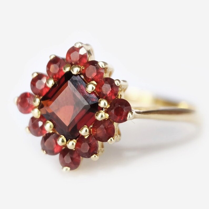 Square Garnet Ring, Garnet Band Ring, 14kt Garnet Ring, Cheap Garnet ...