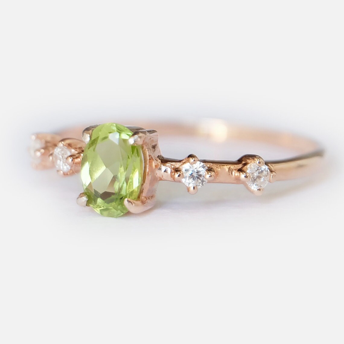 Peridot Engagement Ring 14k Peridot Ring August Birthstone - Etsy