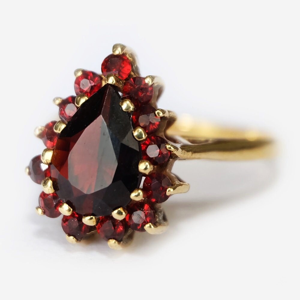 Pear Shaped Garnet Ring Garnet Ring Antique Garnet Ring 14k - Etsy