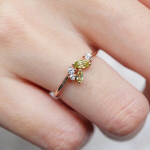 Peridot Ring, 14k Gold Peridot Marquise Ring, Marquise Peridot Ring ...