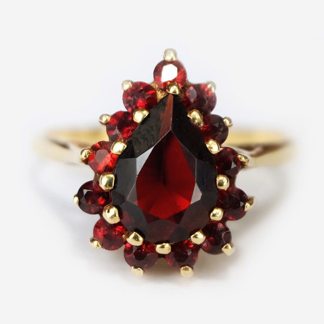 Pear Shaped Garnet Ring, Garnet Ring, Antique Garnet Ring, 14k Garnet ...