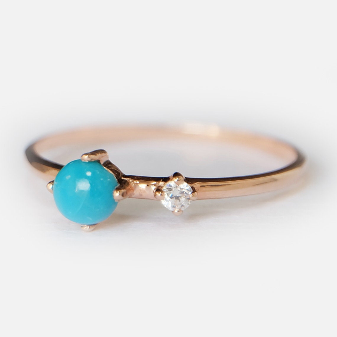 14k gold turquoise ring turquoise ring stacking ring dainty | Etsy