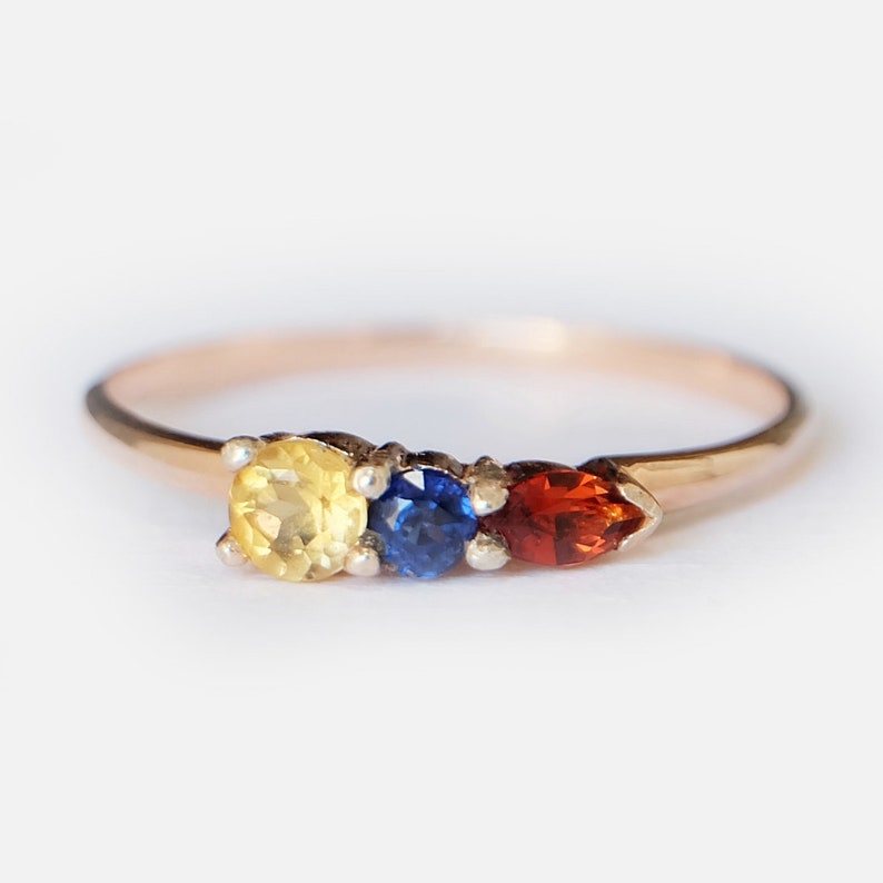 14k Gold Mixed Stone Cluster Ring Gemstone Ring Cluster - Etsy