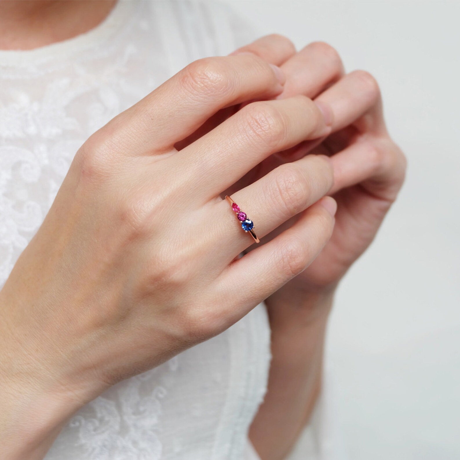 14k Gold Mixed Stone Cluster Ring Gemstone Ring Cluster - Etsy