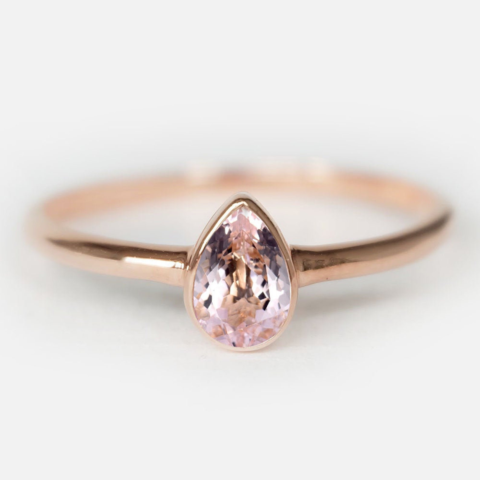 Pear Morganite Ring Morganite Engagement Ring Morganite Rose - Etsy