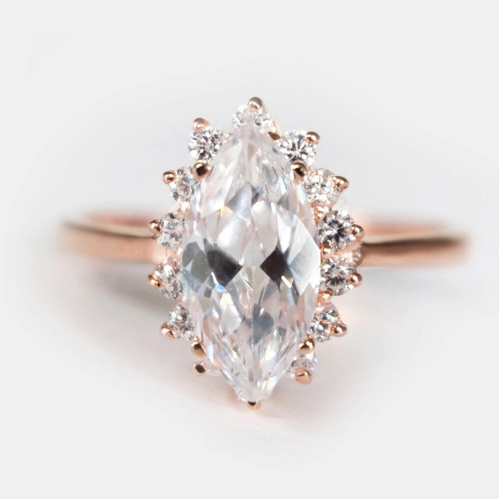 Anillo de compromiso de topacio anillo de topacio blanco | Etsy