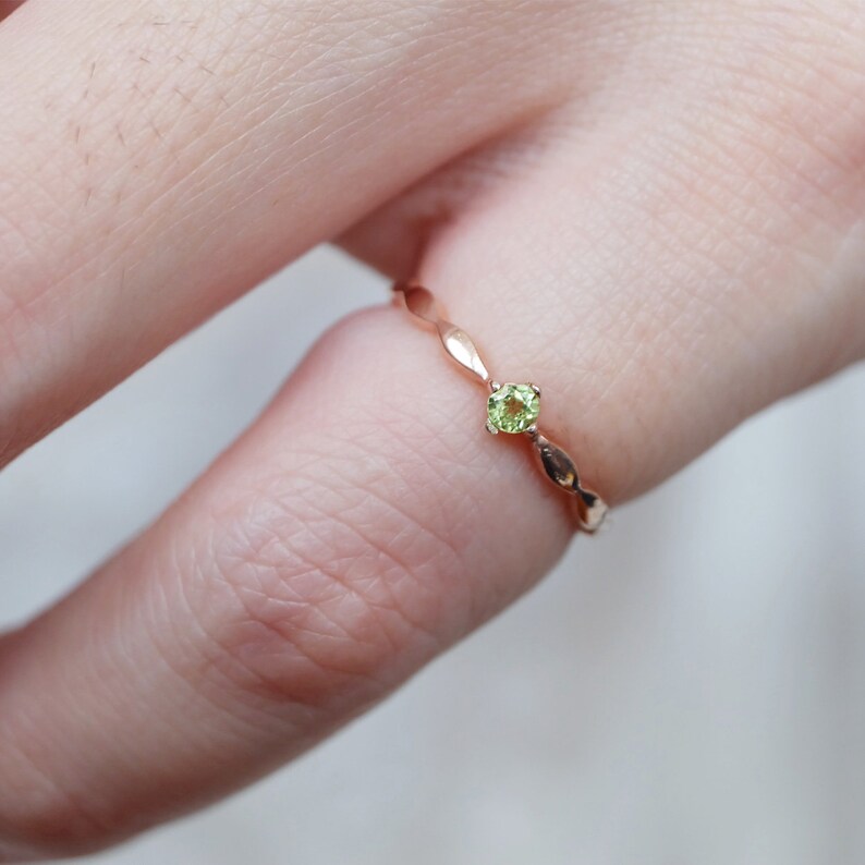 Thin Gold Peridot Ring Peridot Ring 14k Peridot Ring Dainty | Etsy