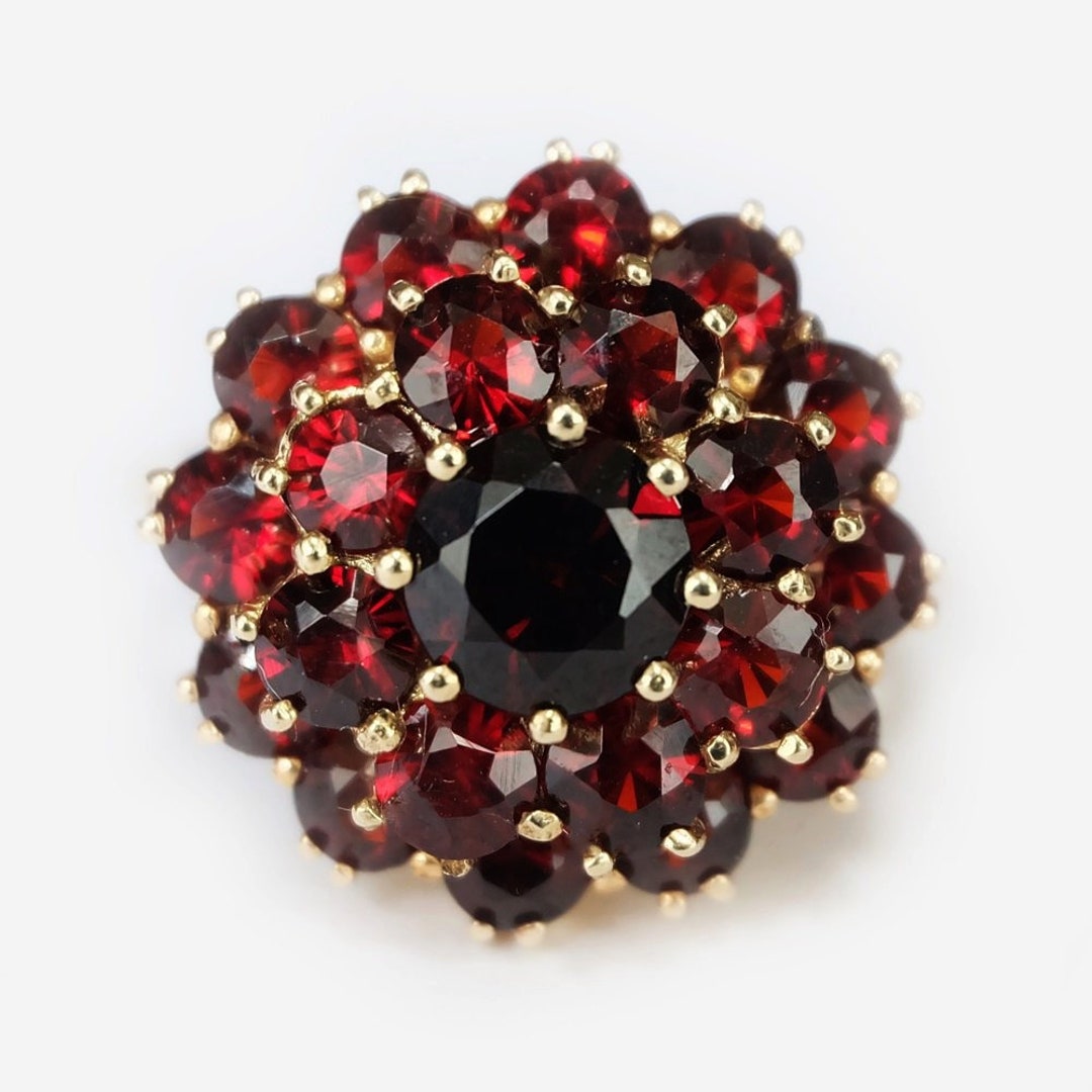 Round Garnet Ring, Gold Ring Garnet, Antique Garnet Ring, Garnet Band ...