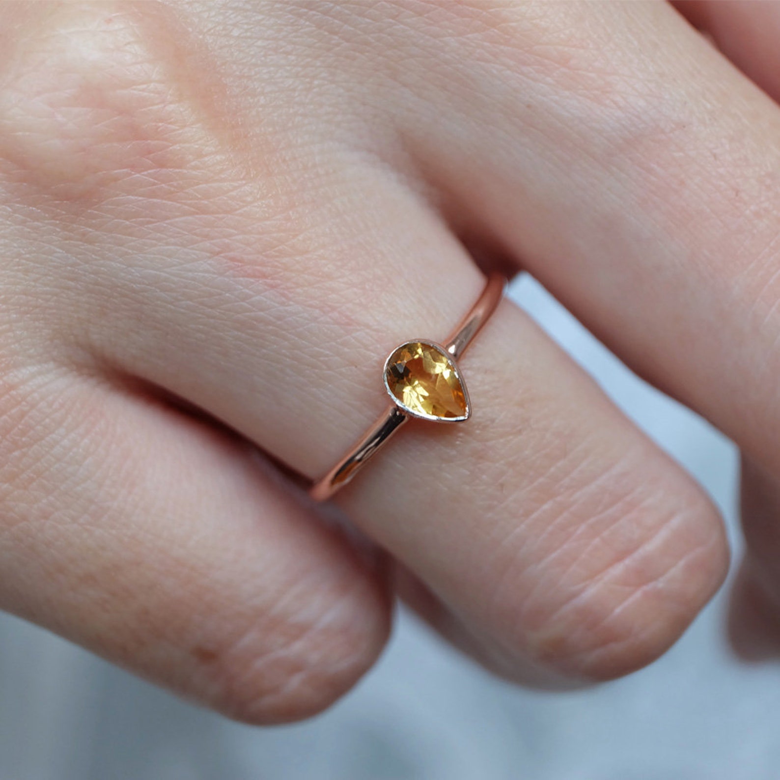 14k gold pear citrine ring citrine ring engagement ring | Etsy