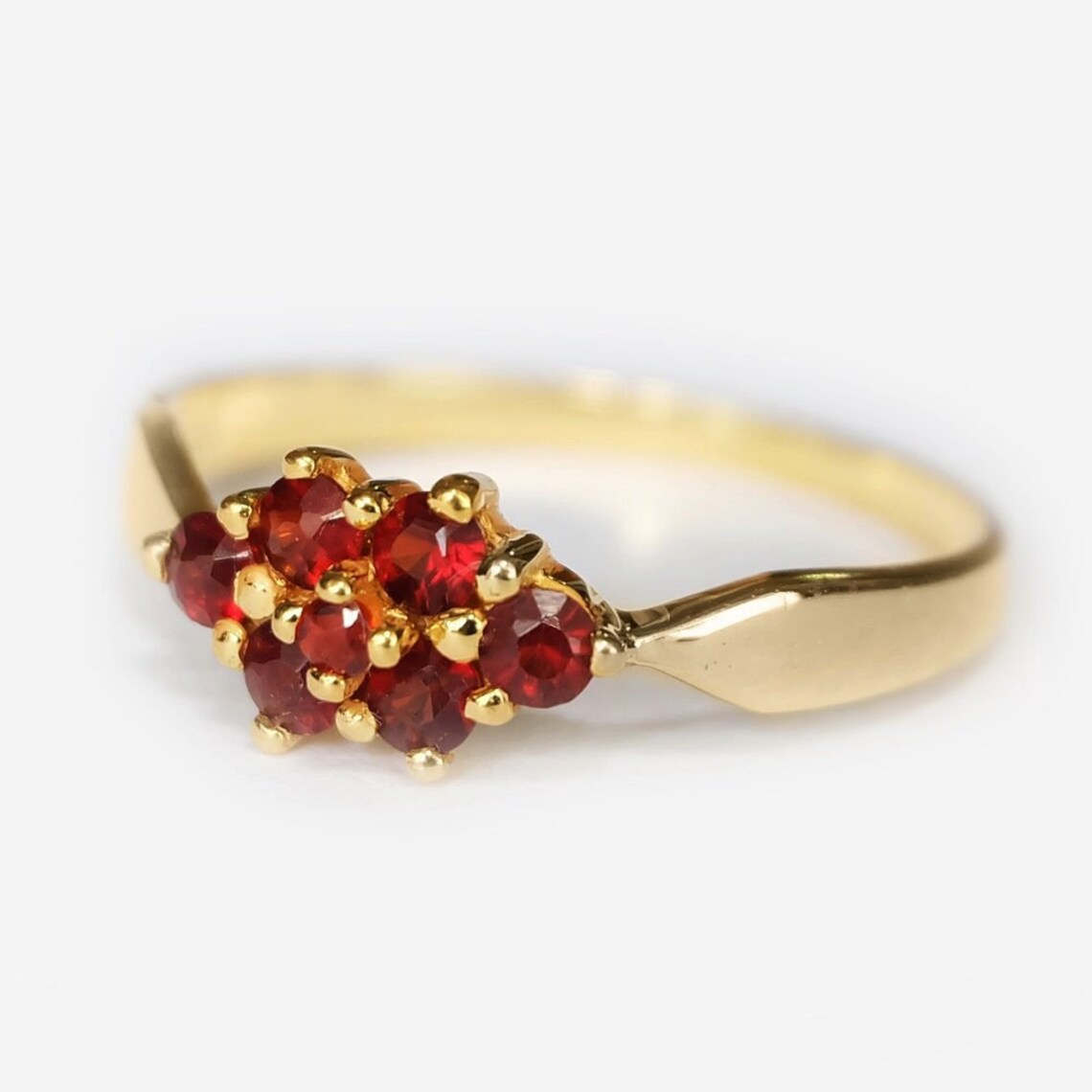 Round Garnet Ring Gold Ring Garnet Antique Garnet Ring - Etsy