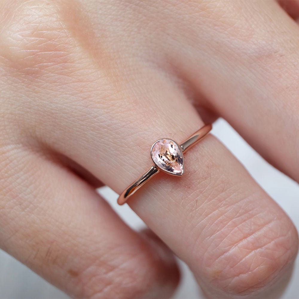 Pear morganite ring morganite engagement ring morganite rose | Etsy