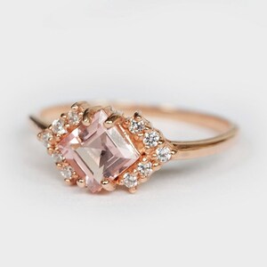 Morganite Diamond Ring, Morganite Engagement Ring, Engagement Cluster ...