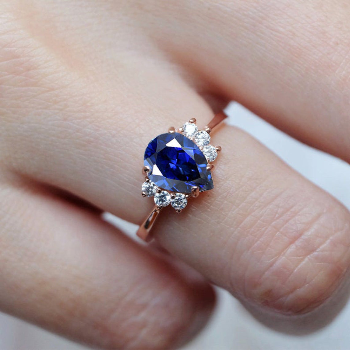 Sapphire Ring 14k Gold Pear Shape Natural Sapphire Pear - Etsy