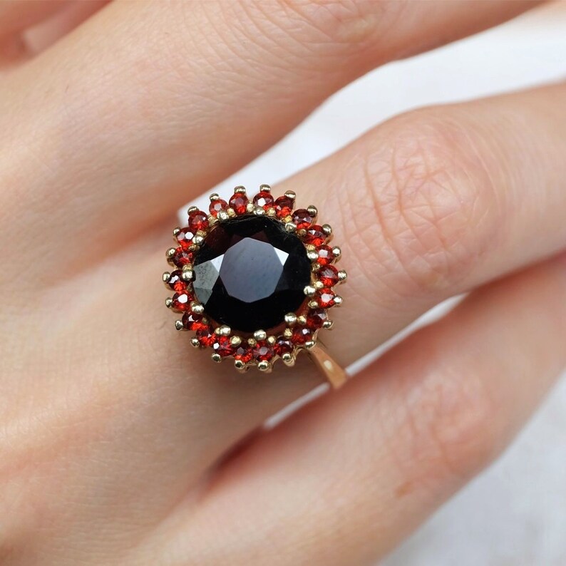 Runder Granat Ring Goldring Granat antik Granat Ring Granat - Etsy.de