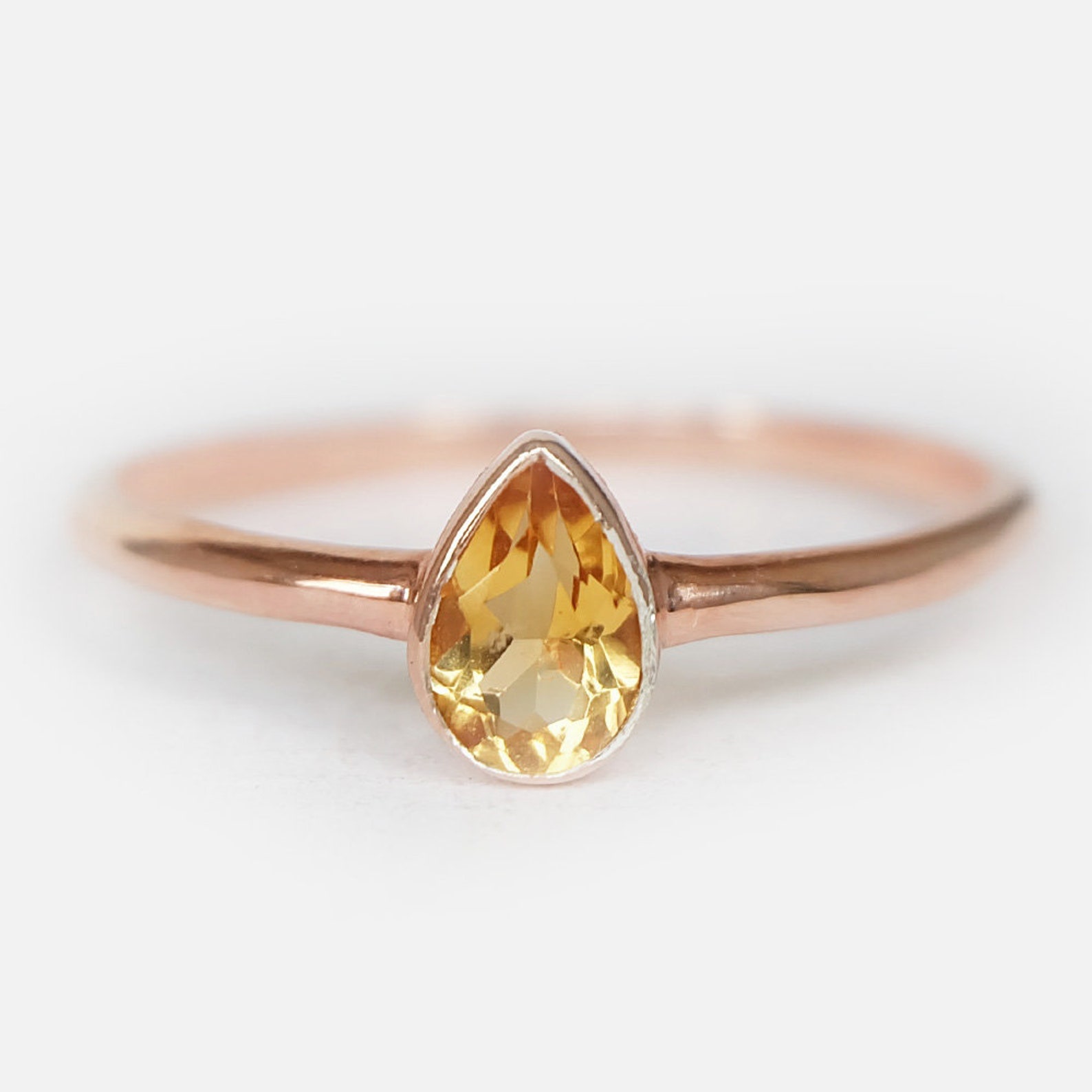 14k gold pear citrine ring citrine ring engagement ring | Etsy