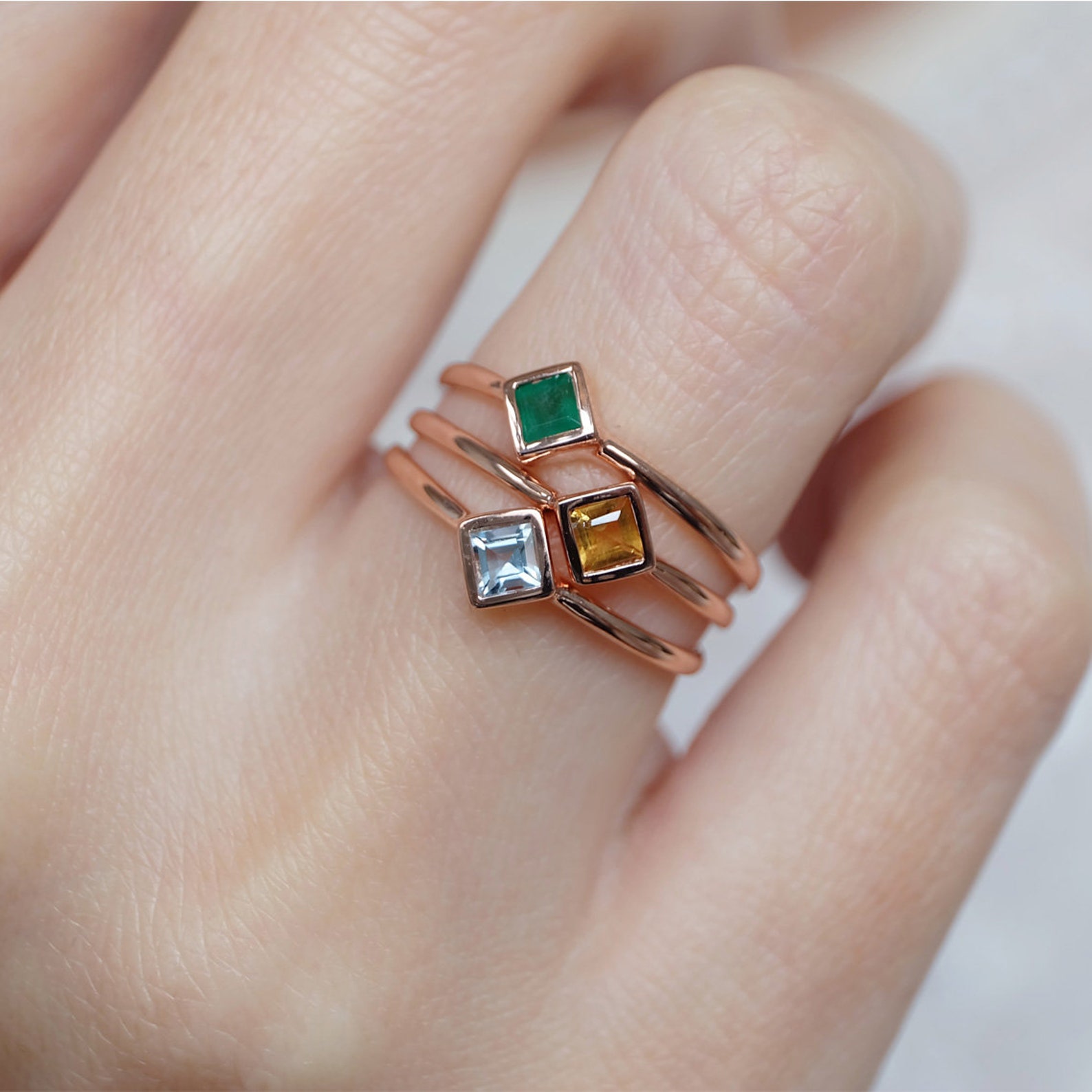 Emerald ring stackable birthstone rings birthstone jewelry | Etsy