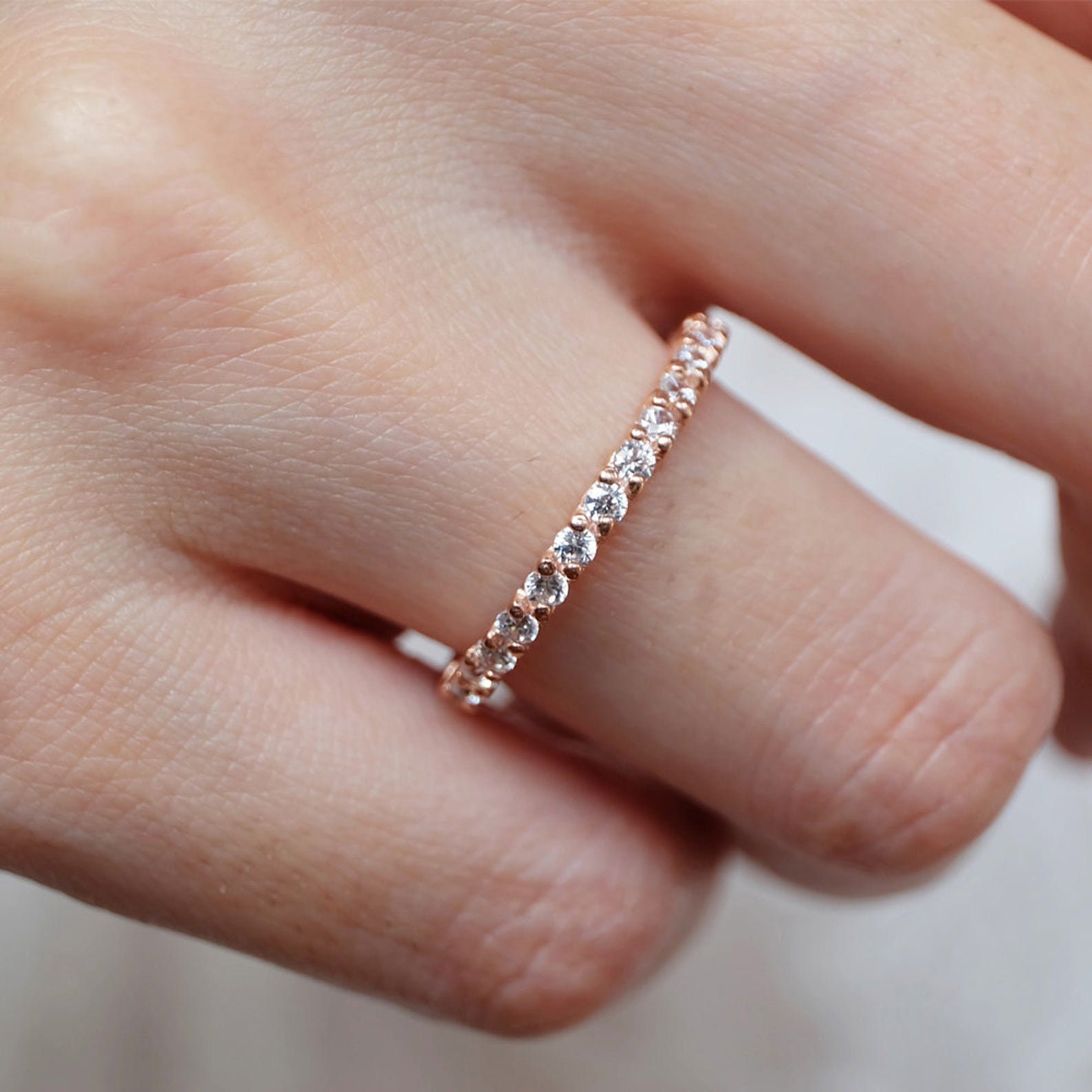 Full Eternity Band Diamond Wedding Band Rose Gold Wedding | Etsy