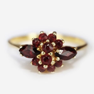 Garnet Cluster Ring, Garnet Rings for Women, 14k Garnet Ring, Marquise ...