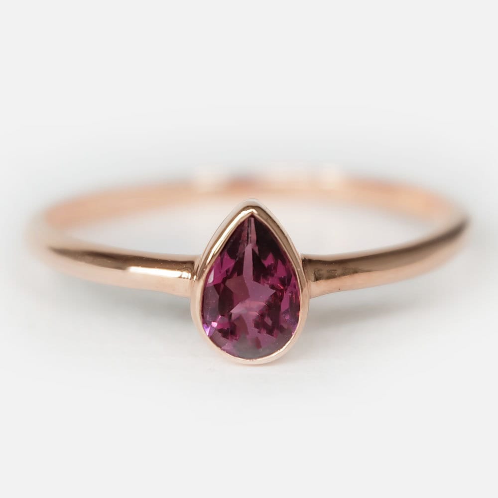 14k gold pear rhodolite ring rhodolite ring engagement ring | Etsy