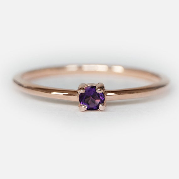 Amethyst Ring February Birthstone Ring Dainty Gold Ring | Etsy