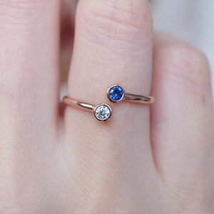 Dual Stone Ring, Cuff Ring, Gold Birthstone Ring, Stacking Ring ...