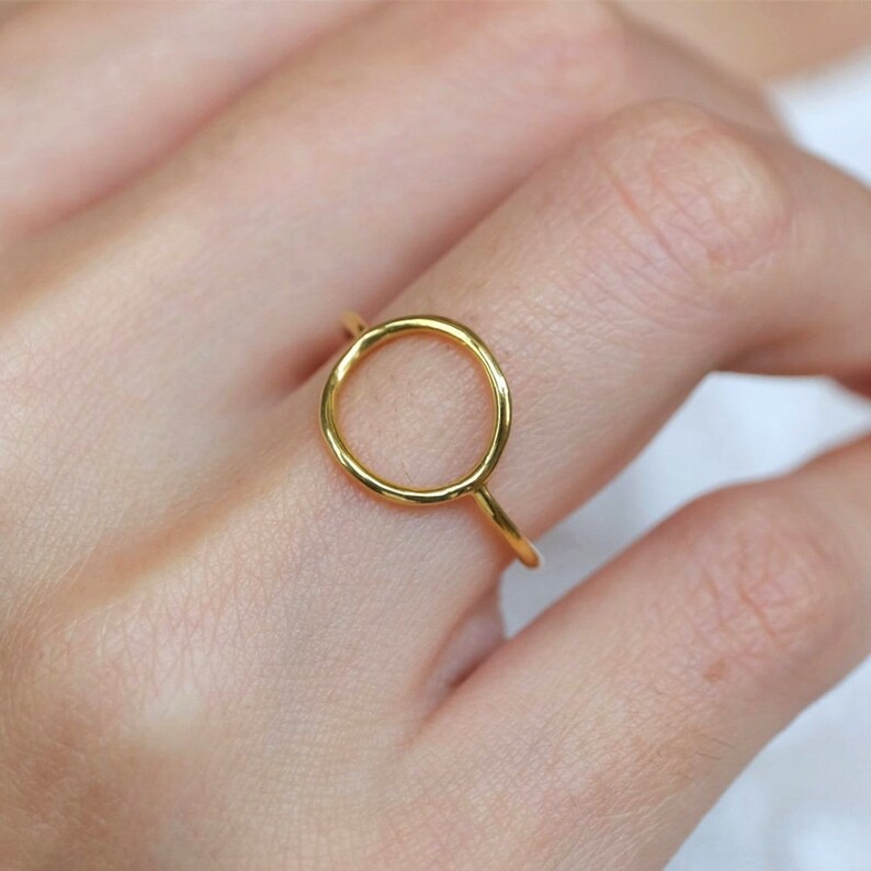 14k Open Circle Ring Open Circle Ring Gold Circle Ring - Etsy