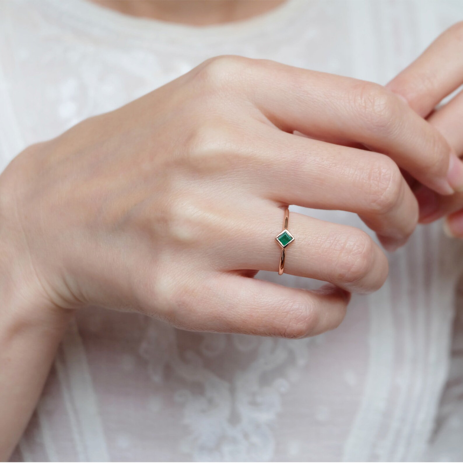Emerald ring stackable birthstone rings birthstone jewelry | Etsy