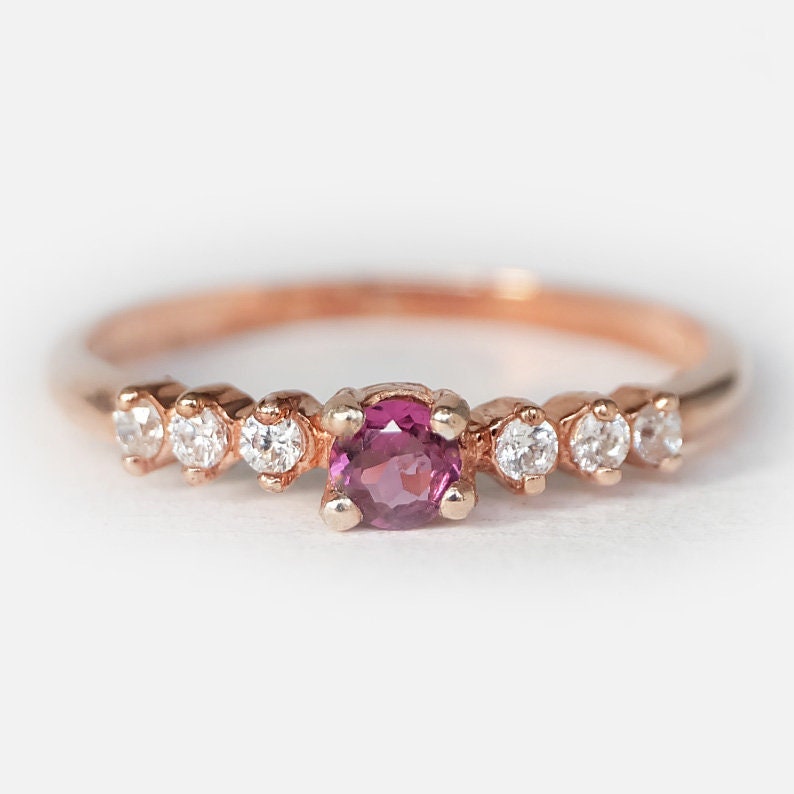 14k rhodolite ring rhodolite garnet ring january birthstone | Etsy