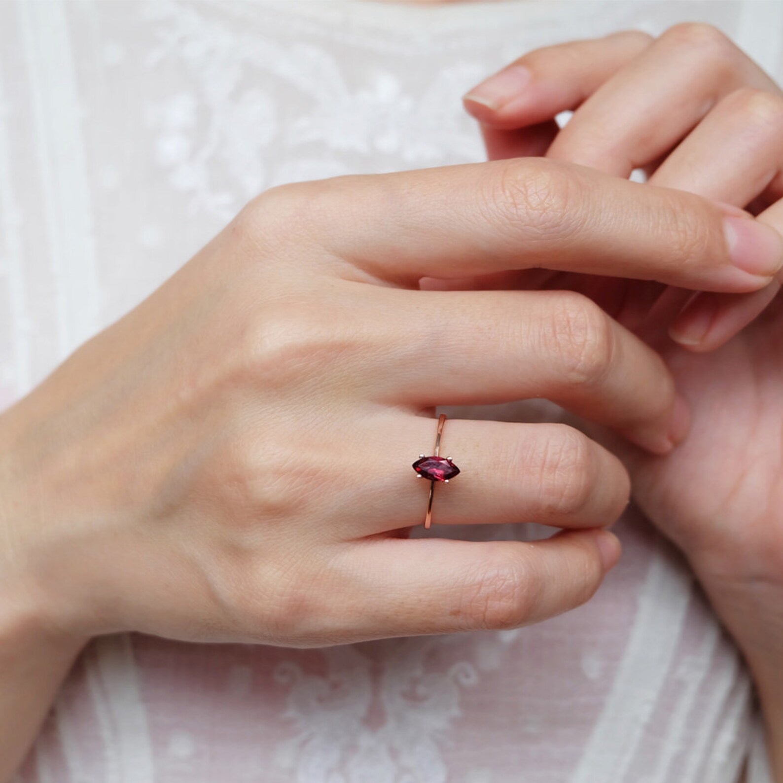 Marquise Rhodolite Garnet Ring Rhodolite Ring 14k Rhodolite - Etsy