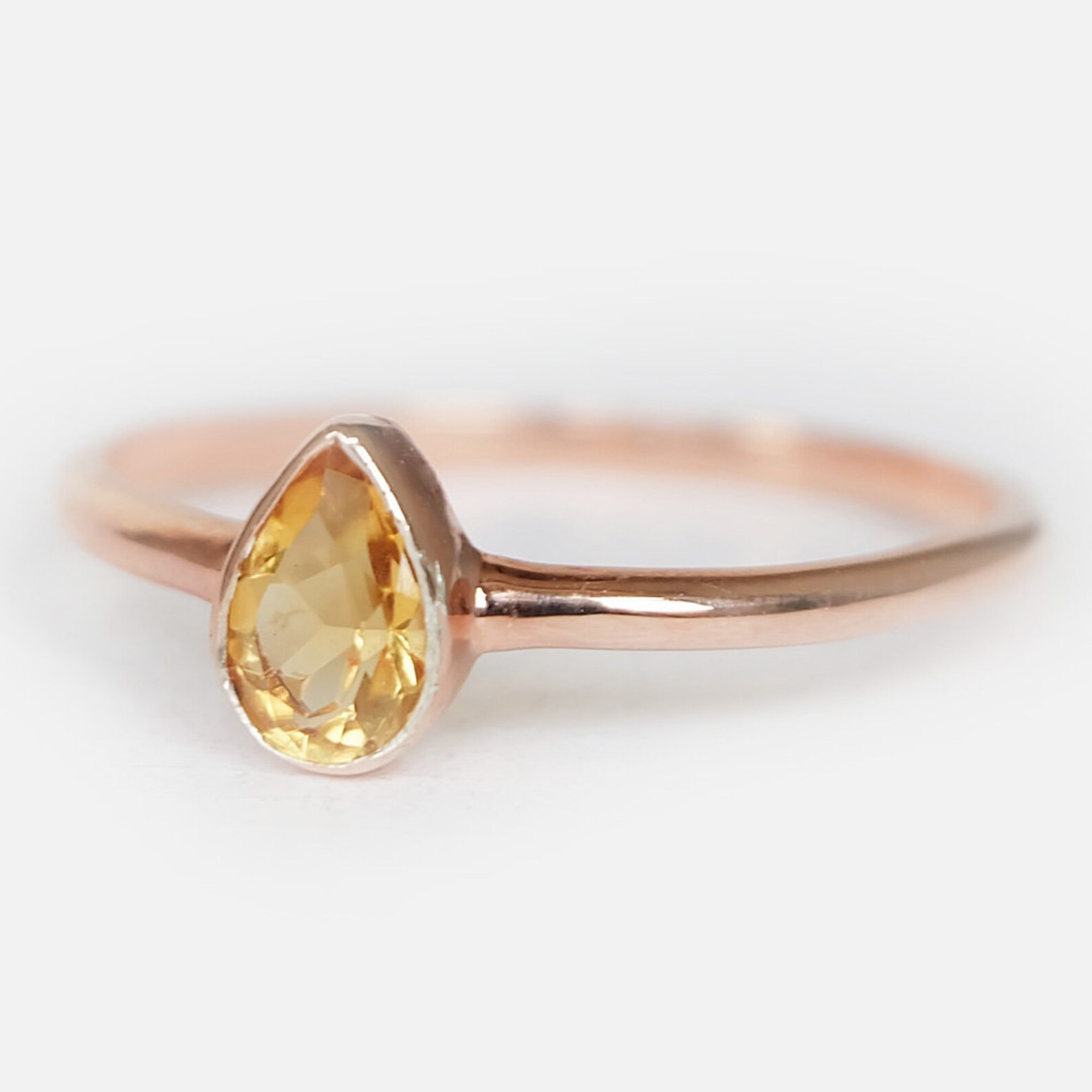 14k gold pear citrine ring citrine ring engagement ring | Etsy