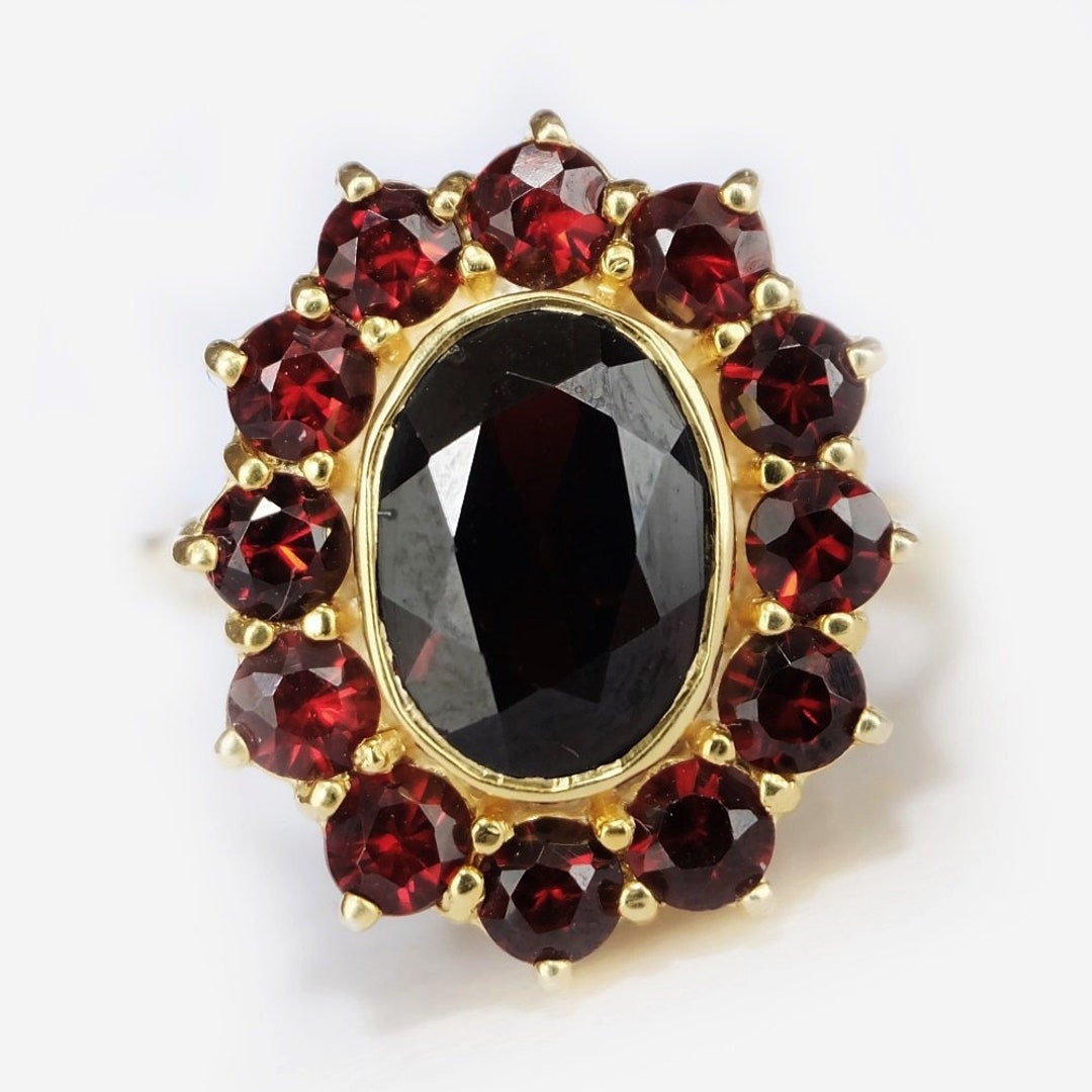 Garnet Rings for Women, Garnet Birthstone Rings, Red Garnet Ring, Large ...