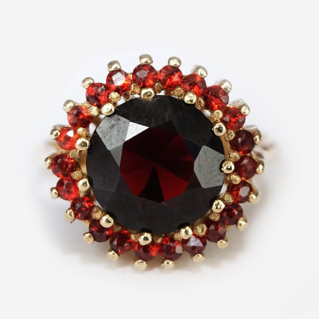 Runder Granat Ring, Goldring Granat, antik Granat Ring, Granat Band ...