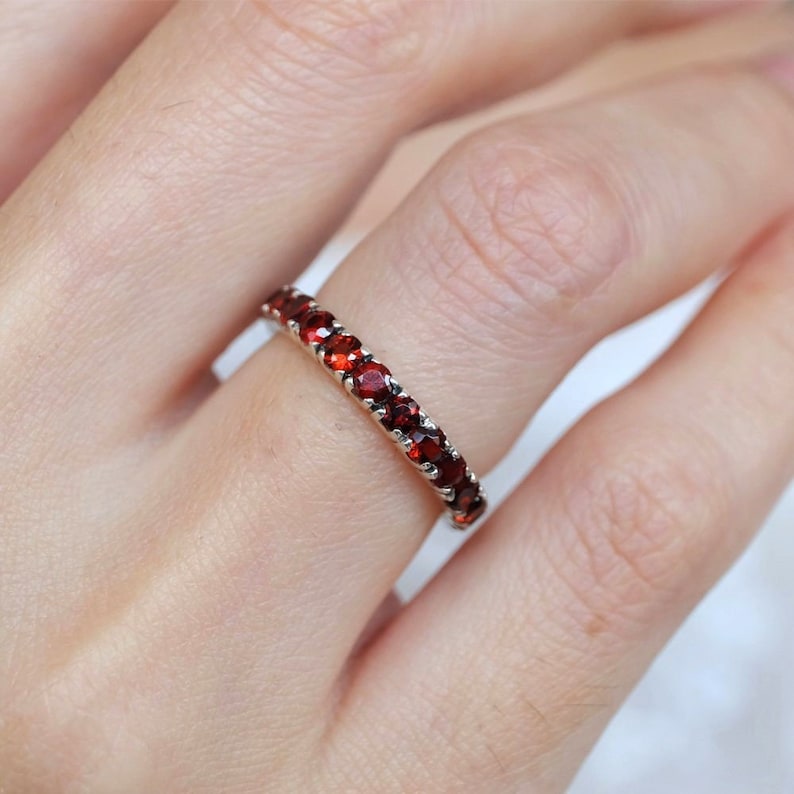 14k Garnet Eternity Ring Arnet Ring Eternity Ring Garnet - Etsy