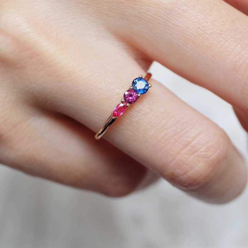 14k gold mixed stone cluster ring gemstone ring cluster | Etsy