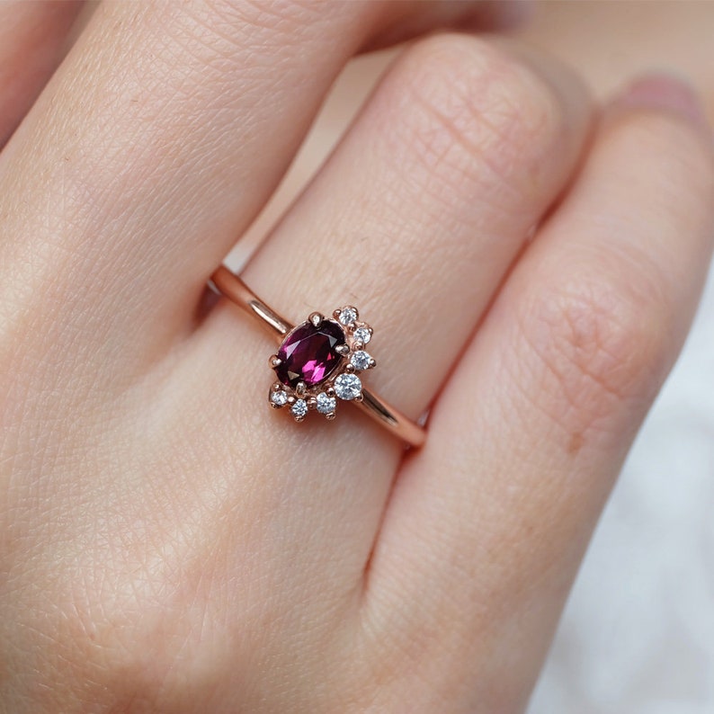 Rhodolite Ring Rhodolite Rings for Women Rhodolite Cluster - Etsy