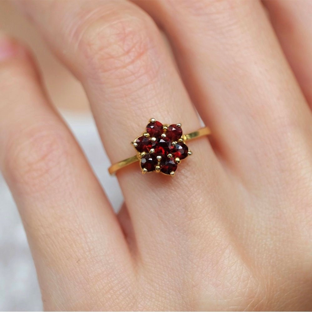 Garnet Rings for Women 14k Garnet Ring Garnet Birthstone | Etsy