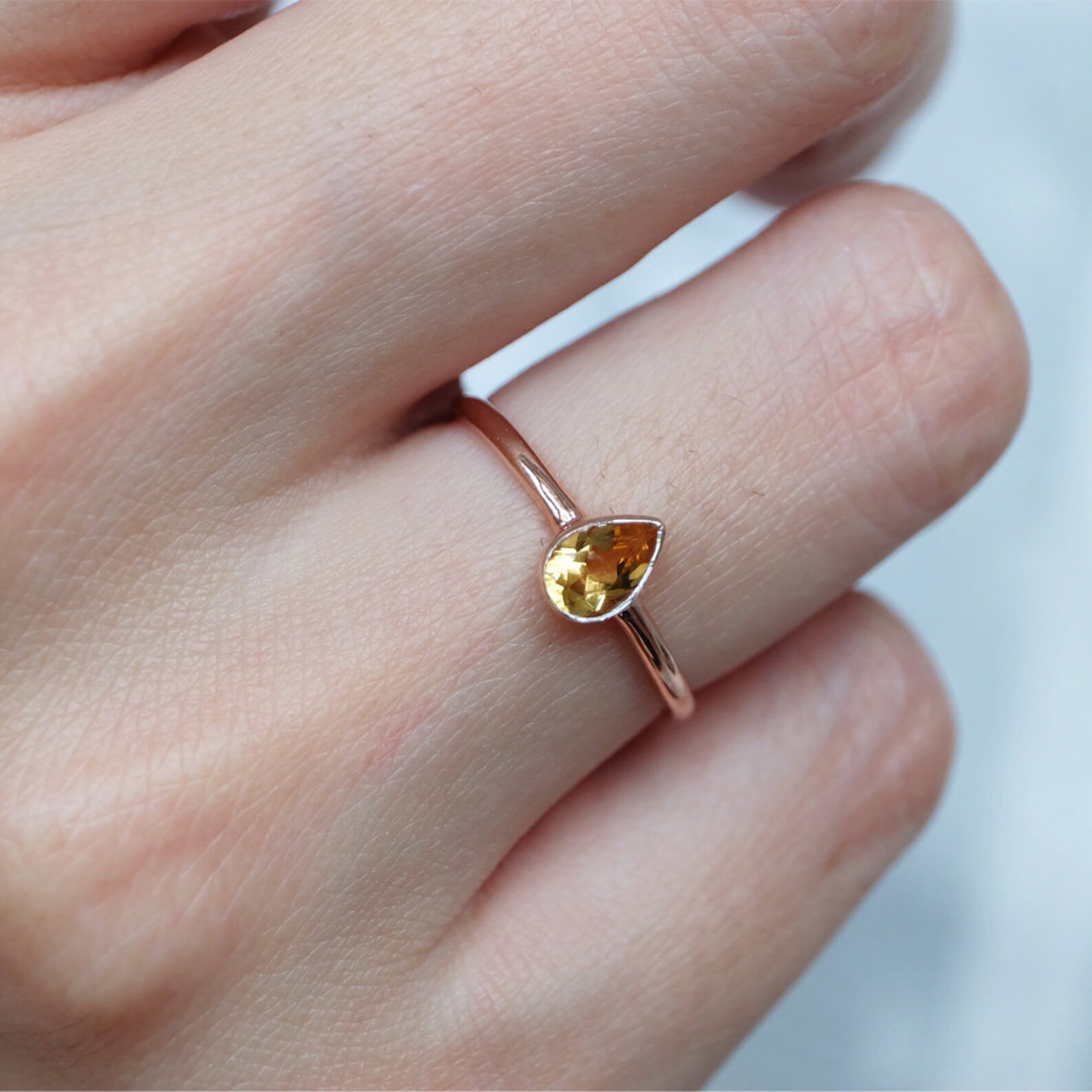 14k gold pear citrine ring citrine ring engagement ring | Etsy