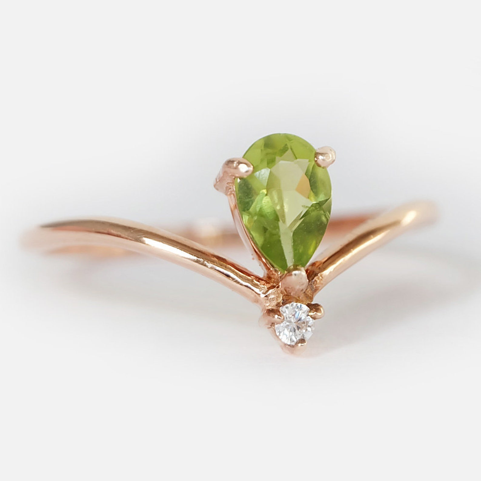 Peridot Ring Unique Engagement Ring Antique Pear Shaped | Etsy